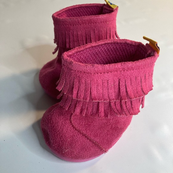 Build-A-Bear | Toys | Build A Bear Boots Shoes Pink Fringe Faux Suede ...